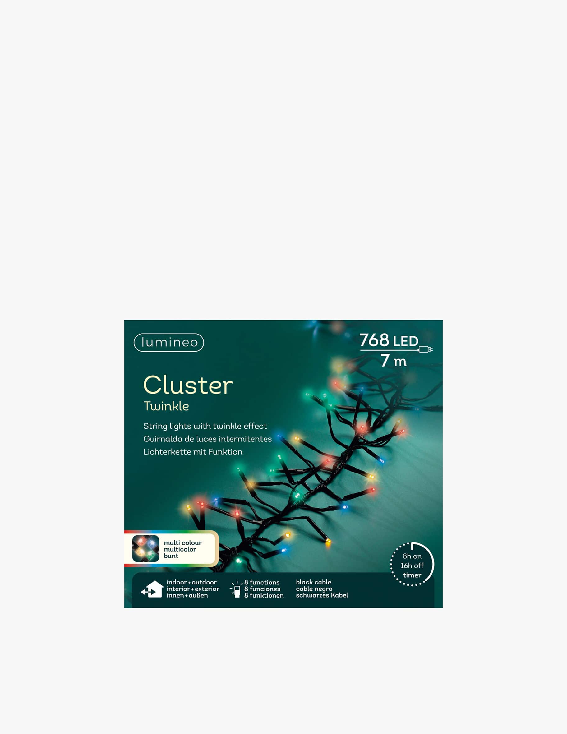 Shop Kaemingk Outdoor 8-Function Led Cluster Lights Black/Multi 768Cm ...