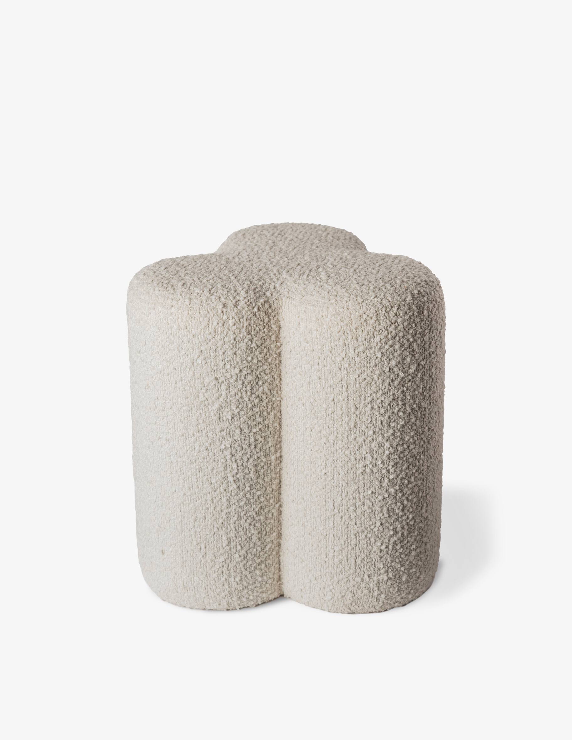Shop Pols Potten Stool Clover In Boucle Ecru on Rinascente