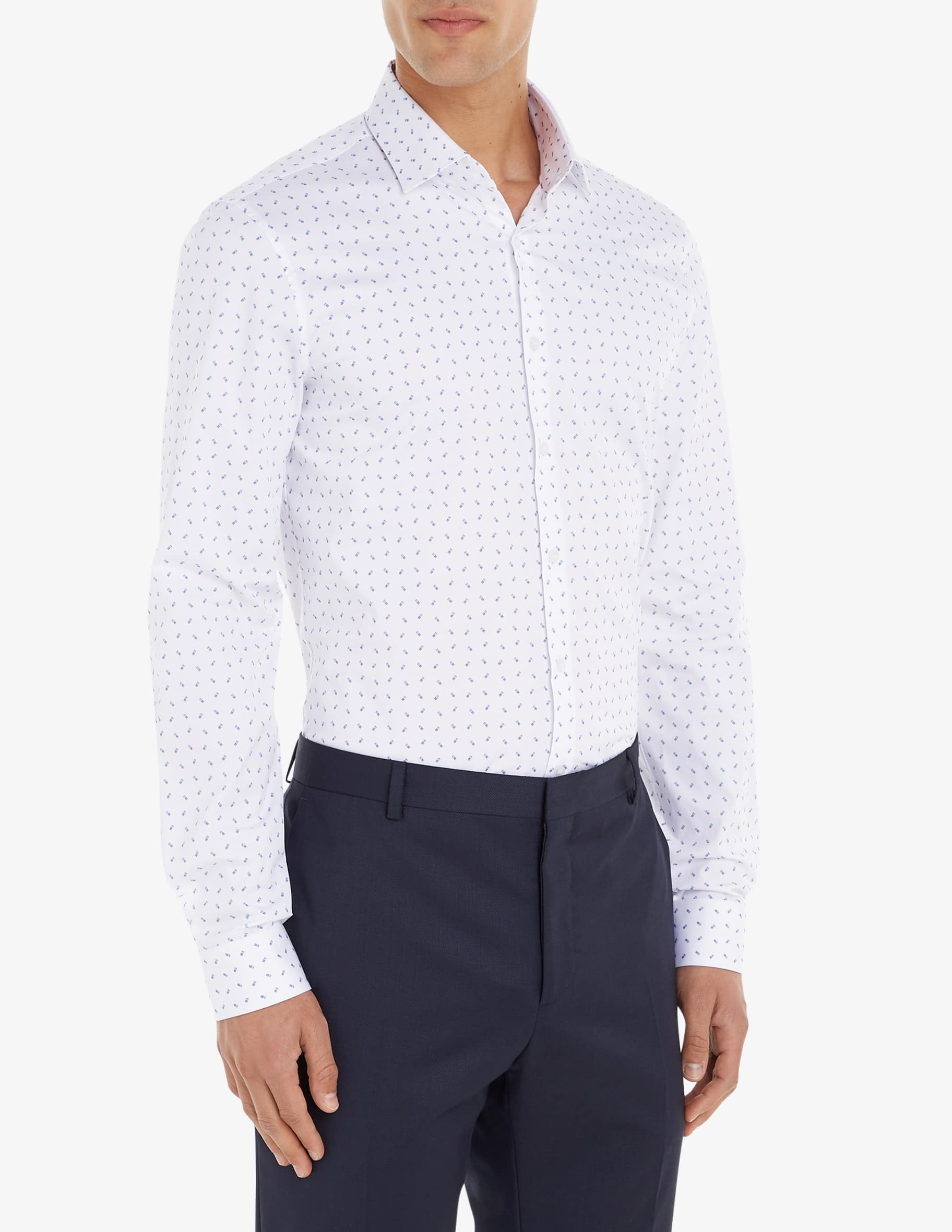 Shop Calvin Klein Micro pattern twill print slim fit shirt on Rinascente