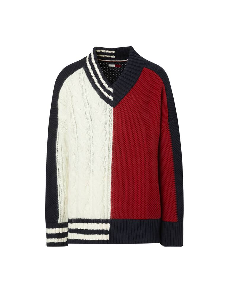 Acquista Tommy Hilfiger Maglia tennis scollo a v bandiera th - blu su ...