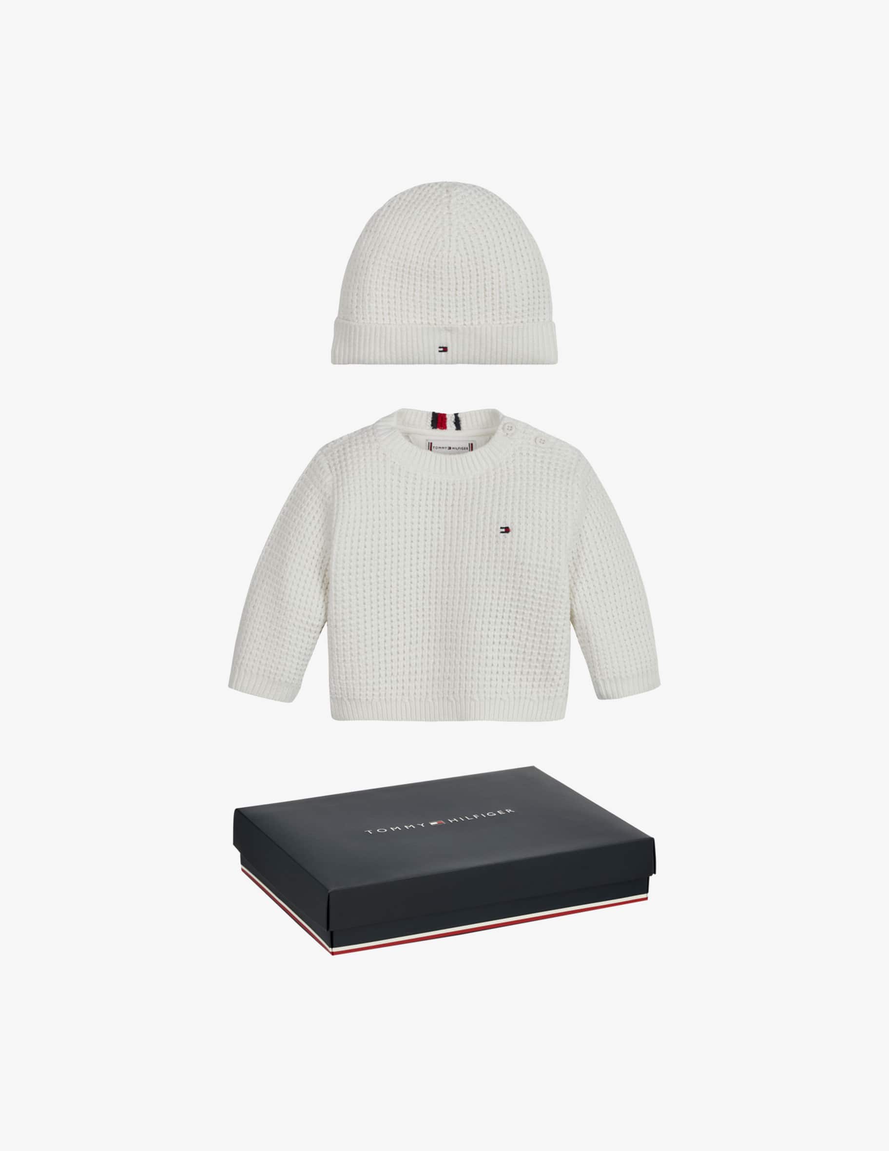 Shop Tommy Hilfiger Waffle sweater and cap - White on Rinascente