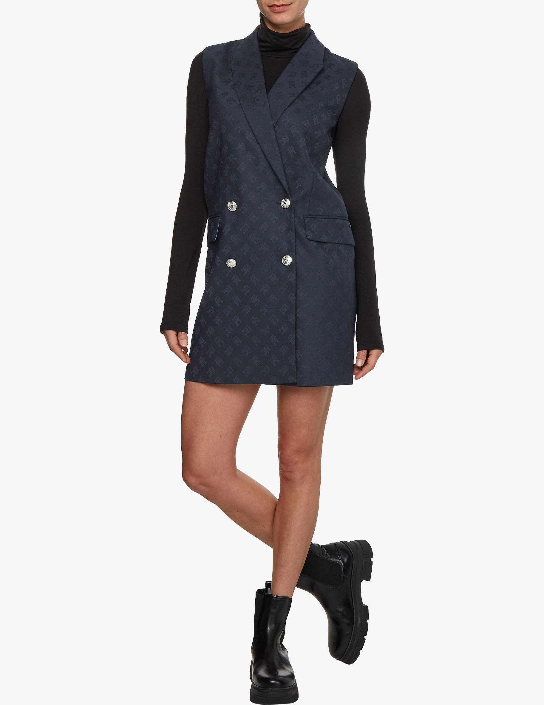 Shop Tommy Hilfiger Monogram mini vest dress - Blue on Rinascente